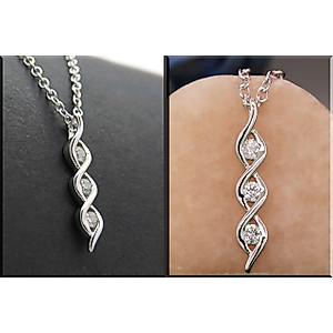 Dazzlingrock Collection Round White Diamond Ladies Twist 3 Stone Infinity Pendant 1/10 CT (0.10 ctw, Color I-J, Clarity I1-I2), 14K White Gold