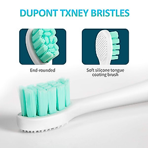 Suitable for all electric toothbrush handles of Uliber,3 Soft DuPont Replacement Brush Heads-Includes 1 Bright white,1 Deep cleaning&1 Sensitive Clean,Soft silicone tongue coating brush