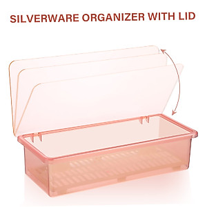 KICHOUSE Spoon Organizer 2 Pcs Drain Box Clear Plastic Serving Tray Plastic Serving Utensils Clear Spoons Silverware Storage Tray Kitchen Silverware Organizer Utensil Organizer Drain Rack