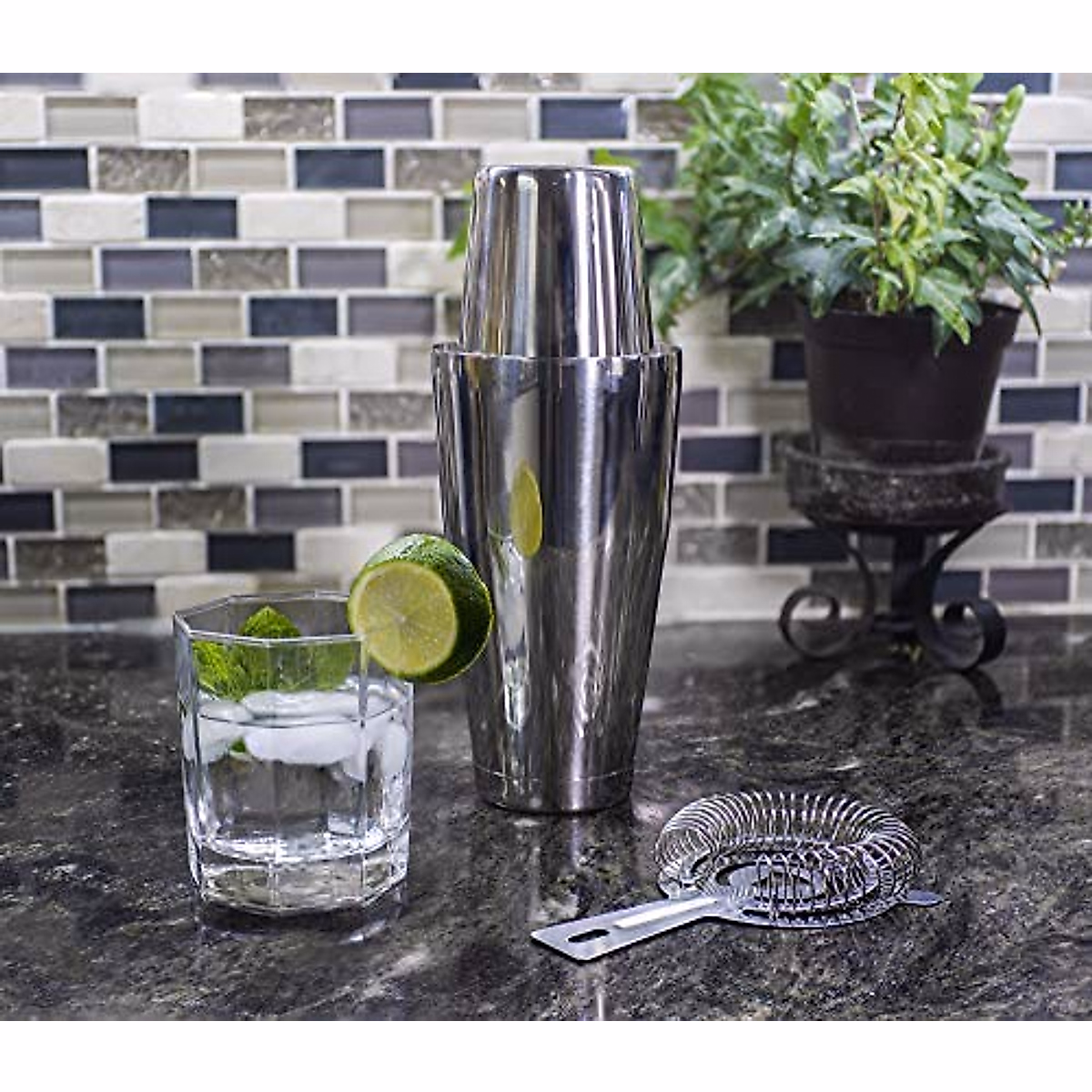 Southern 94 Boston Shaker Bartending Set with 28 Ounce Weighted, 18 oz Unweighted Tin Shakers and Hawthorne Strainer, Cocktail Mixers for The Home Bar Mixologist or Professional Bartender