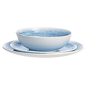 Amazon Basics 12-Piece Melamine Dinnerware Set - Service for 4, Teal Swirl