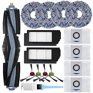 GYLBF Accessories Kit for Ecovacs Deebot X1 Omni, Replacement Parts for Ecovacs Deebot X1 Turbo Vacuum Cleaner, 1 Main Brush, 2 HEPA Filters, 4 Sidebrushes, 4 Mop Pads, 4 Dust Bags