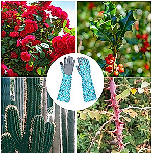 MERTURN Leather Long Gardening Gloves for Women, Long Sleeve Garden Gloves Touch Screen Design Gardening Gloves Thorn Proof Yard Working Gloves Gardening Gifts for Women Men Gardener