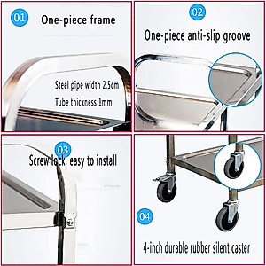 Medical Cart Lab Serving Cart, Utility Cart, Rolling Cart Two-Story Cart Delivery Dining Car Collecting Dining Car Collecting Bowl Car Double-Decker Restaurant Serving Cart (Size : Medium)