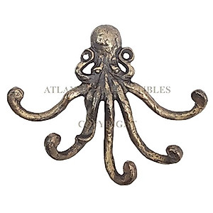 Coastal Marine Ocean Sea Giant Octopus Kraken Wall Mount Iron Coat Key Hook Hanger Treasures of Caribbean Islands