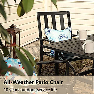 PHI VILLA Patio Dining Chairs, 300Lbs Stackable Wrought Outdoor Metal Dining Chairs with Armrest for Outdoor Kitchen Garden, Backyard - 4 Pack