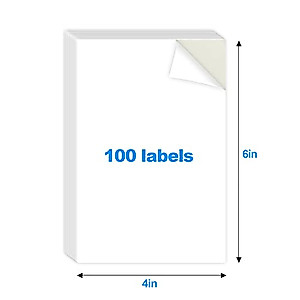MaxGear 4x6 inch Removable Labels 100 Sheets, Water/Oil/Tear Resistants No Residue for Home Packing Box and Storage Bins, Matte White Paper Sheets, Permanent Strong Adhesive, Dries Quickly