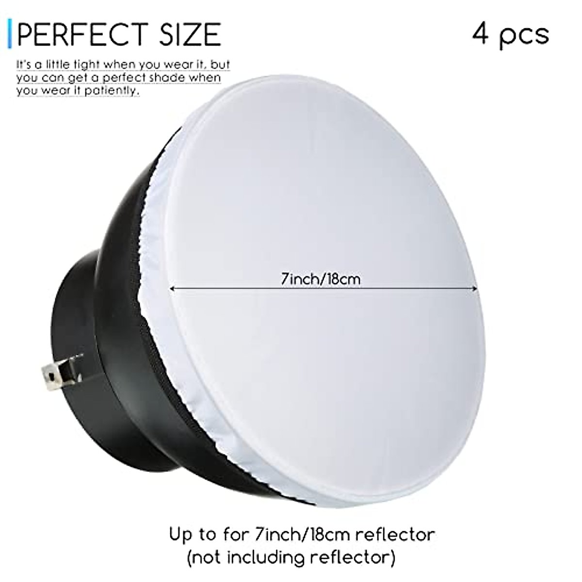 4 Pieces Diffuser Lamp Sock Soft Diffuser Lamp Cover 7 Inches/ 18 cm Standard Cloth Diffuser Light Sock Lampshade Reflector Lamp Sock for Strobe Flash Light Speedlite (White)