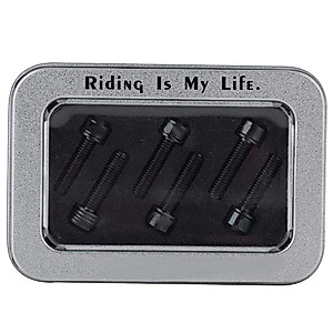 Keen so M5x20mm Stem Bolt, 6Pcs Alloy Bolt Screw with Gasket for Mountain Stem(Black) Repair Hardware Tools