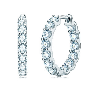 AINUOSHI Moissanite Huggie Earrings for Women Hoop Sterling Silver Hypoallergenic Earring Anniversary Birthday Gifts for Her, Christmas New Year Jewelry Gifts