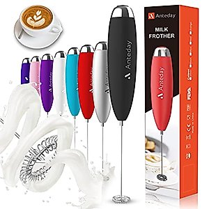 Milk Frother, Hand Mixer, Frother for Coffee, Anteday Battery Operated (Not Included) Electric Mini Matcha Whisk Hand Coffee Frother Electric Drink Stirrer for Lattes, Cappuccino, Hot ChocolateHe
