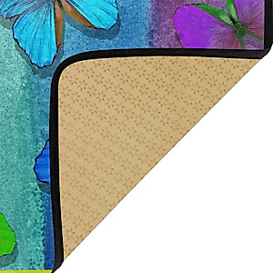 Rainbow Butterflies Kitchen Rug Door Mat Bath Rug Home Decor Floor Mat Non-Slip Carpet for Kitchen Living Bedroom 39 x 20 Inch