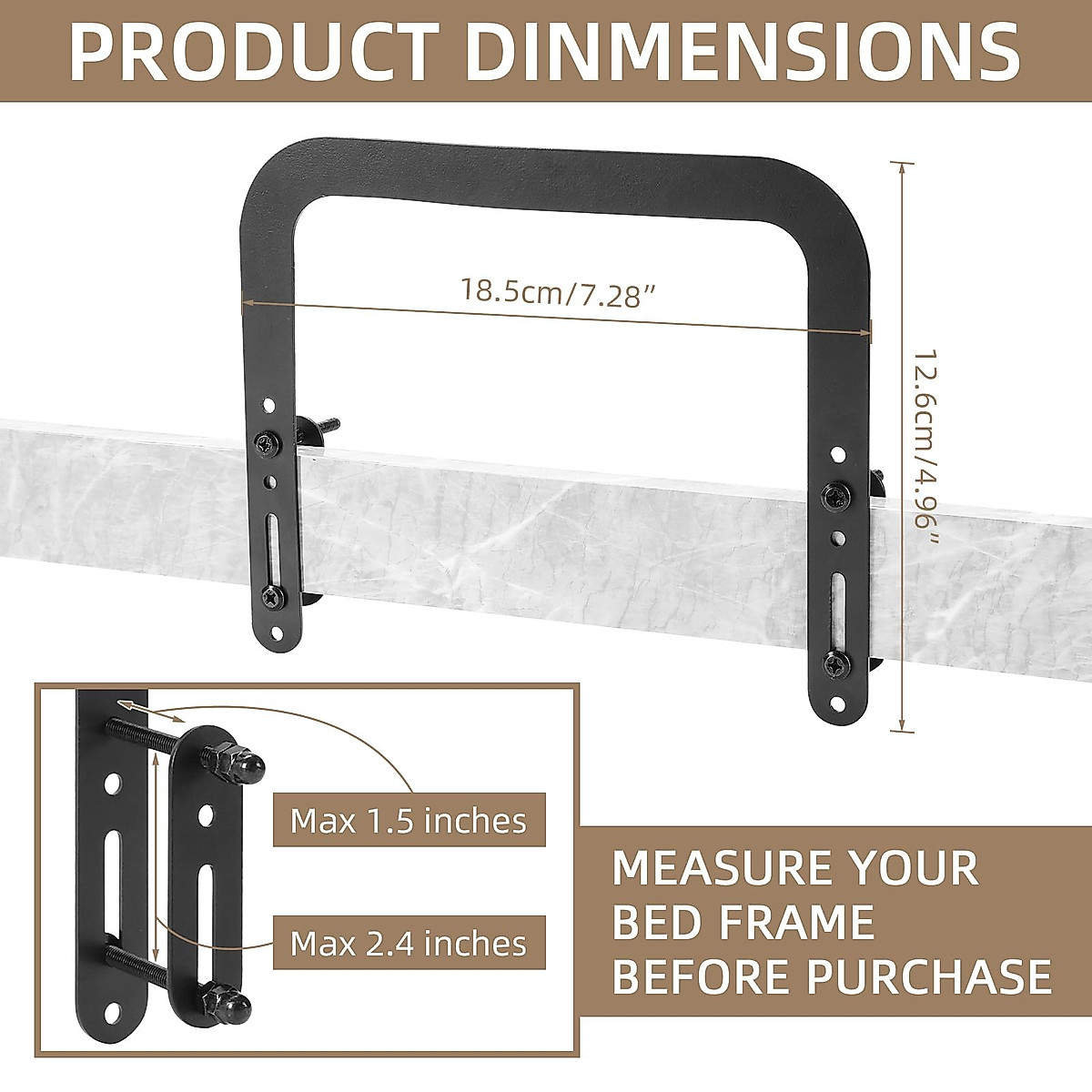 Rasugarlary Mattress Retainer Bar Keep Mattress Stopper from Sliding, 12 Pcs Adjustable Non Slip Mattress Slide Stoppers Holder in Place Metal Mattress Gripper, Black