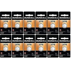 12-Pack Duracell 2016 Batteries 3.0 Volt Lithium Coin Button