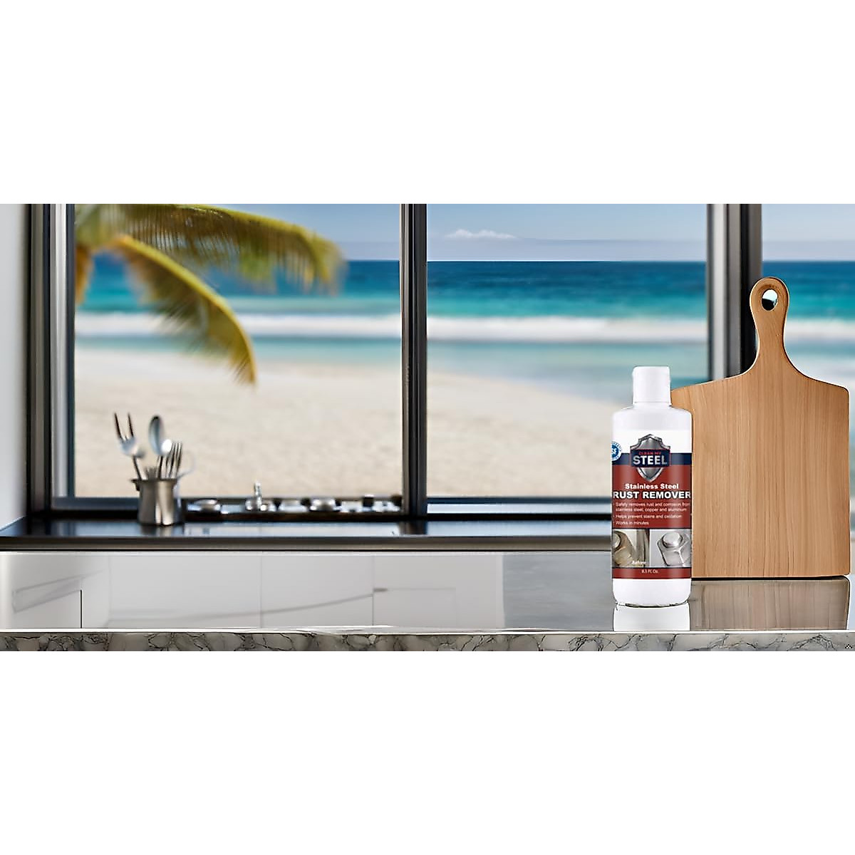 Stainless Steel Rust Remover & Cleaner, Soft Cleanser, NSF Approved Safe for Food Areas. Non-Toxic for Appliances Perfect for Rust Stains, Your Fridge, Cybertruck and more (8.5 oz)