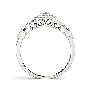 Diamond2Deal 1/4 cttw Round Diamond Halo Engagement Wedding Ring 10k Gold (Color H-I Clarity I2)