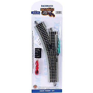 HO Scale Bachmann Trains Snap-Fit E-Z Track Remote Turnout - Left