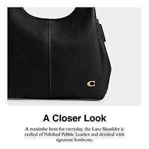 COACH Polished Pebble Leather Lana Shoulder Bag, Black