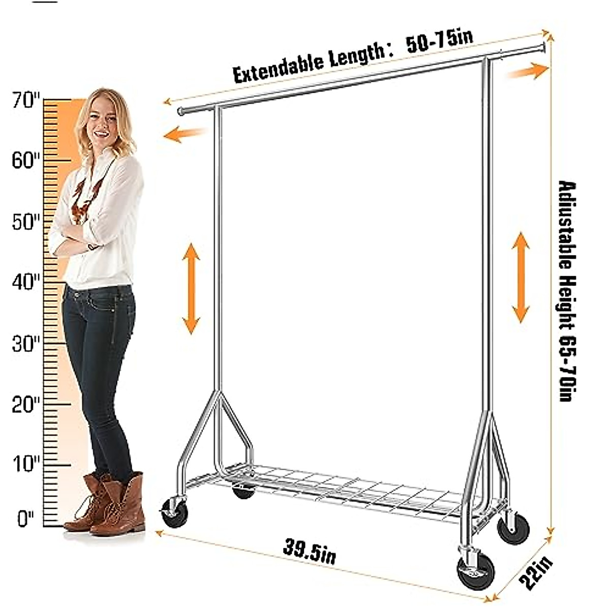 HYSEYY Clothes Rack, Heavy Duty Clothes Rack Load 450 LBS, Standing ...