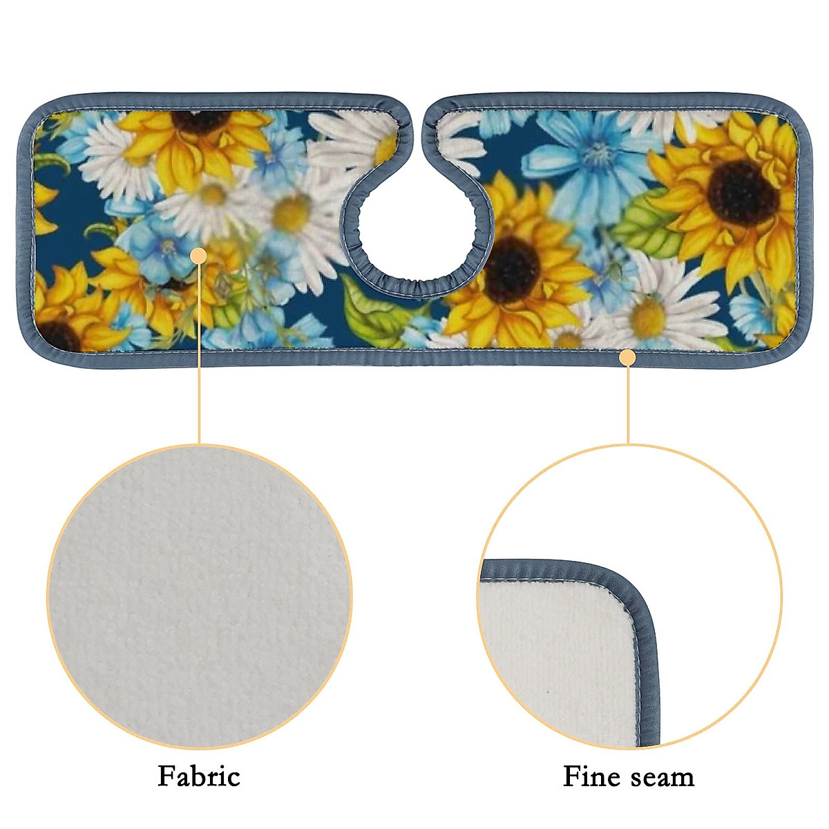 Kitchen Faucet Absorbent Mat 2 Pieces Yellow White Sunflower Daisy Faucet Sink Splash Guard Bathroom Counter and RV,Faucet Counter Sink Water Stains Preventer