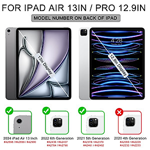 Soke for iPad Air 13 Inch Case (M2) 2024,iPad Pro 12.9 Case 2022 2021(6th 5th Generation) - [Slim Trifold Stand + Auto Wake/Sleep],Protective Hard PC Back Cover for iPad Air 13 inch (Navy)