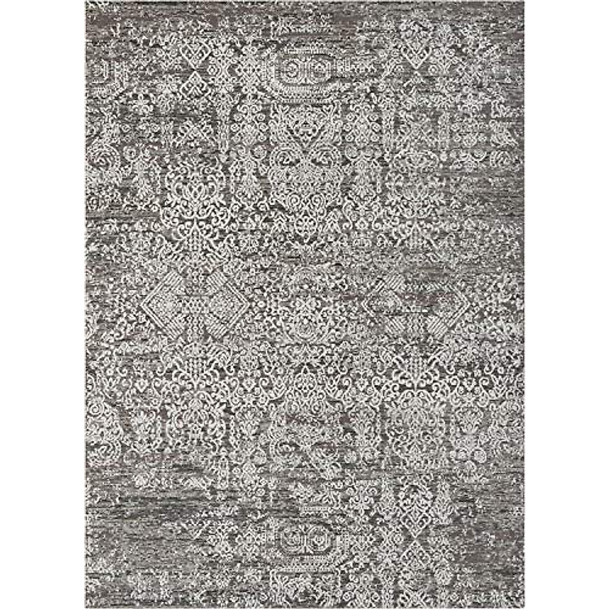 Well Woven Antu Black Vintage Distressed Damask Area Rug (5'3" x 7'3")