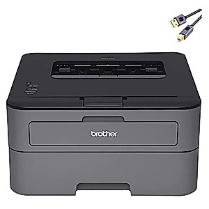 Brother L-2300D Series Compact Monochrome Laser Printer I Auto 2-Sided Printing I Up to 26 Pages/min I Up to 250-sheet/tray I Up to 2400 x 600 dpi I 27ppm + Printer Cable