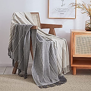 Lunarose Home Decor Chenille Throw Blanket for Couch | Soft Cozy Gradient Accent Blanket | Lightweight Decorative Blankets Throws for Sofa Chair Bed Picni Beach | All Season (50''×60‘’, Grey)