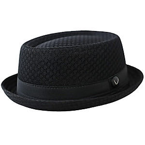 The Hat Depot Light Weight Classic Soft Cool Mesh Porkpie hat (L/XL, Black)