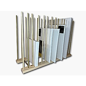 Art Storage Rack - 36" Long x 11" Wide with 24" Tall Dowels - for Art Canvas Storage, Frames, Framed Art, Paintings
