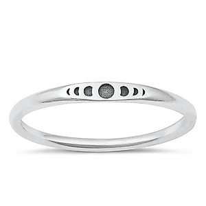 Beautiful Moon Cycle Phases Ring New .925 Cute Sterling Silver Band Size 9