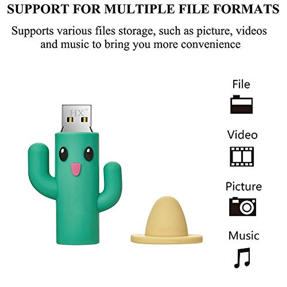USB Flash Drives , 8GB / 16GB / 32GB / 64GB Waterproof Cute Silicone USB 2.0 USB Memory Stick Data Storage Pendrive Thumb Drives (64GB, Cactus)