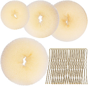 Teenitor Hair Bun Shaper Set with Extra-large, Large, Medium, Small Doughnuts Ring Stylers, 20pcs Blonde Large Bobby Pins