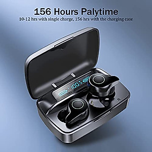 layajia Wireless Earbuds, Bluetooth Headphones in Ear with LED Display, IPX7 Waterproof Wireless Charging Case,Touch Control, Noise Cancelling for Sports Work