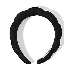 Kitsch Puffy Black Headband for Washing Face - Skincare Headband for Women - Face Wash Headband for Girls - Recycled Fabric - Eco-friendly Makeup Headband - Spa Headband - Self Care Gifts for Women