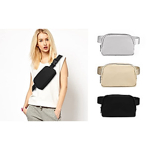 ZOPPEN Fanny Packs for Women Mini Belt Bag, Small Waist Bag Water Proof Fanny Pack Crossbody with Adjustable Strap, Everywhere Belt Bag Dupes for Travel Running Hike Work Out, Grey