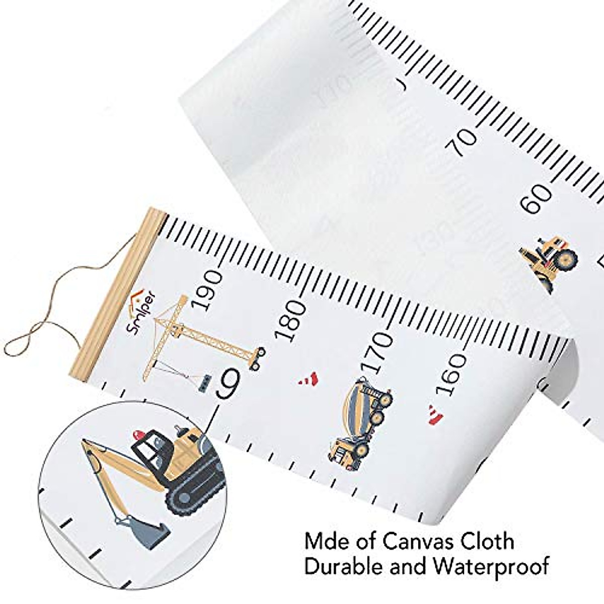 Smlper Growth Chart for Kids,Child Height Chart Ruler for Wall,Wood Frame Fabric Canvas Height Measurement Ruler for Kids Nursery Room,Removable Wall Decor 79"x7.9"