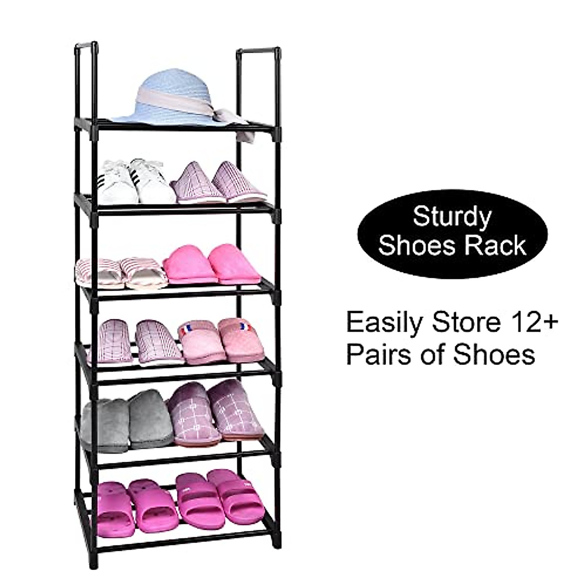 Tianle 8 Tier Tall Shoe Rack for Closet Entryway, Metal Sturdy Shoe Shelf Storage Organizer, Vertical Small Space Large Capacity for 16 Pairs of Shoes (8 Tier)