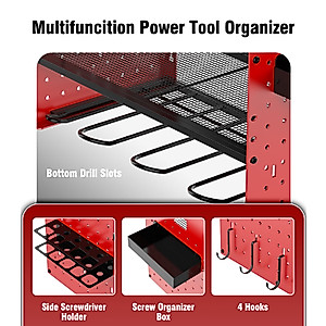 HSicily Power Tool Organizer Wall Mount, 5-Tier Garage Tool Storage with 6-Outlet Charging Station, Drill organizer Wall Mount for Power Tools, Screwdrivers, Wrenches, and Tool Organizers and Storage