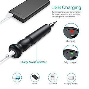 ORIA Cordless Electric Screwdriver, (Upgraded) 21 in 1 Electric Screwdriver Set, Electric & Manual 2 IN 1 Rechargeable Cordless Screwdriver Kit with Built-in LED Light, for PC, Phone,Toy