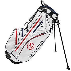 Zero Friction White Golf Stand Bag, Bonus 40" Golf Towel & Men's Universal-Fit Golf Glove Included