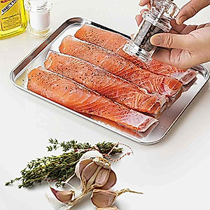 TeamFar Baking Sheet Set of 4, Stainless Steel Baking Pan Tray Cookie Sheet, Non Toxic & Healthy, Rust Free & Easy Clean - Dishwasher Safe