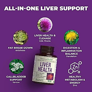 Liver Cleanse Detox & Repair - Artichoke Extract Liver Health Formula for Liver Detox & Liver Cleanse - Liver Support Supplement with Milk Thistle, Turmeric, Ginger, Dandelion, Zinc and more. 60 pills