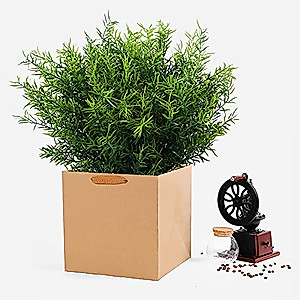 Artificial Plants Flowers Grass Shrubs 8 Pack No Fade Faux Plastic Flowers Outdoor for Vases Farmhouse Garden Porch Patio Office Indoor Wedding Decoration Greenery Fake Plants uv Resistant (4#Green)