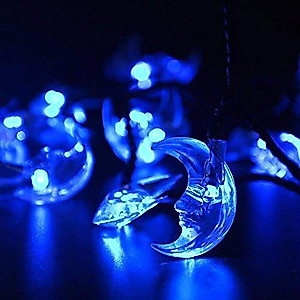 UCTEK Solar String Lights, 20ft 30LED Moon LED String Lights, Ramadan Moon Lights Waterproof Fairy Garden Decorative Outdoor Lighting for Patio, Home, Party, Yard, Fence, Wedding and Holiday Blue
