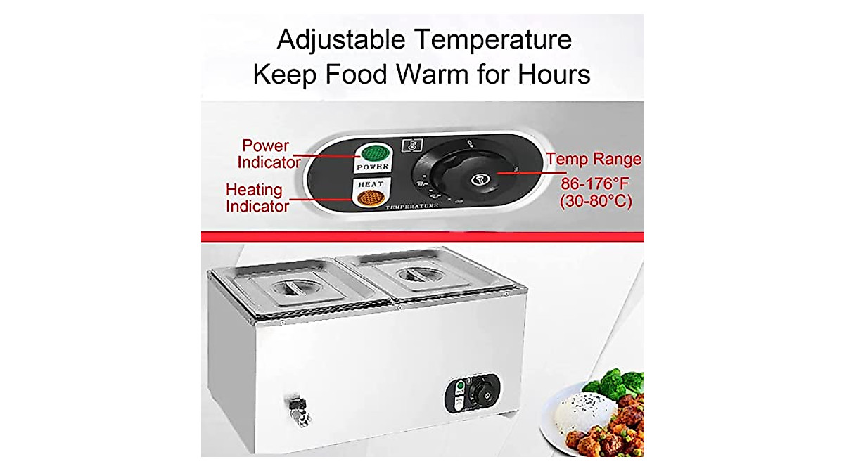 MEHAOC Stainless Steel Buffet Food Heater with Lid | Food Serving Solution