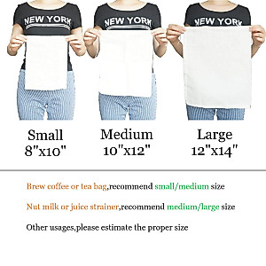 Cheesecloth Bags for Straining,Reusable Cold Brew Coffee Cheese Cloths Strainer,Large Nut Milk Tea Juice Bag,100% Natural Cotton Fine Mesh Filter Bags(Large,4 Pack)