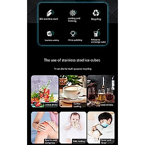 8 Pieces Stainless Steel Whiskey Cooling Stone, Reusable Ice Cube, High Cooling TechnologyFor Whiskey, Vodka, Liqueur, Wine, Beverage Juice Or Soda, Tray With Clamps and Ice Cube