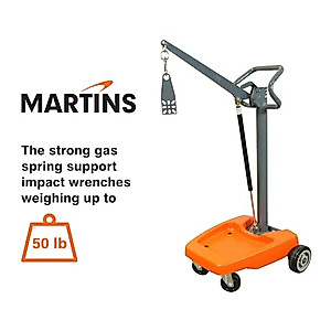 Martins Industries Mobile Impact Wrench Holder, Support Impact Wrenches up to 50 lb, Up, Down, and 360, Strong Gas Spring, Reduce Fatigue and Injury