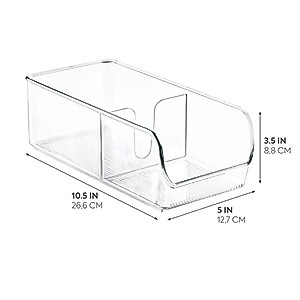 iDesign Linus Spice Packet Organizer Bin for Kitchen Pantry, Cabinet, Countertops - Clear Large